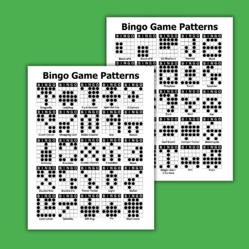 250 Bingo Game Patterns: Letters, Numbers, Shapes, 25 per Page (digital ...