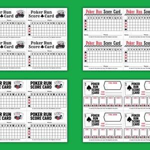 Poker Run Score Cards: Bundle of 5 Designs With Poker Hand Rankings ...