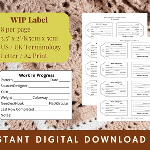 PRINTABLE WIP (work in Progress) Labels - Pattern Notes - Progress ...