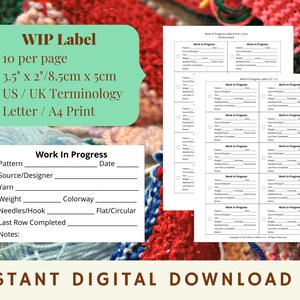 PRINTABLE WIP (work in Progress) Labels - Pattern Notes - Progress ...