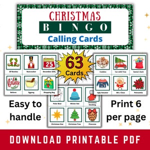 Christmas BINGO, 50 Holiday Bingo Cards for Kids, Teens or Adults ...