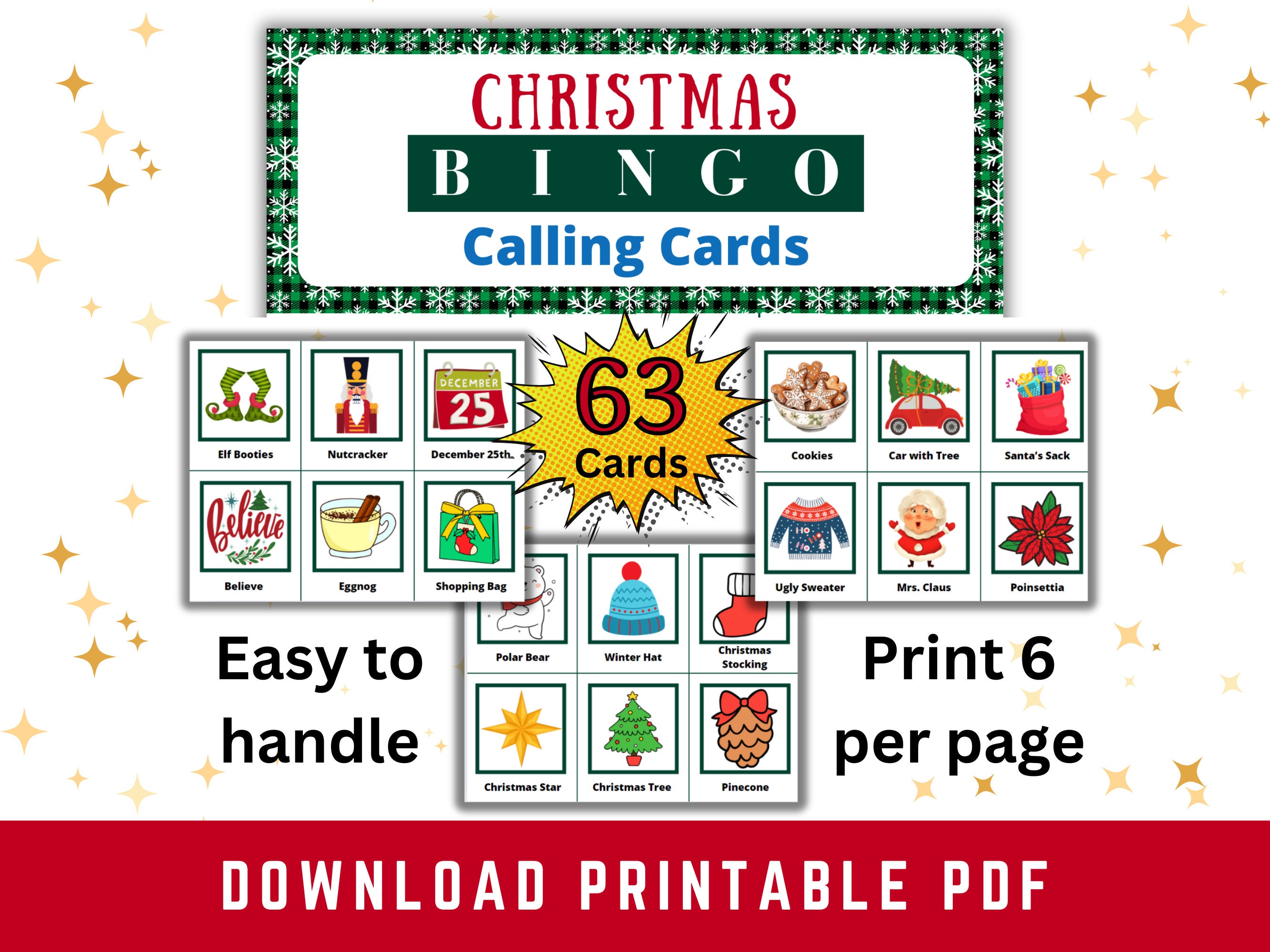 Christmas BINGO, 50 Holiday Bingo Cards for Kids, Teens or Adults ...