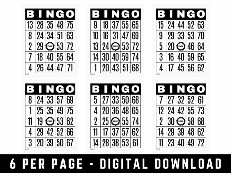 500 Jumbo Printable Bingo Cards: Standard 75 Call Bingo (digital ...