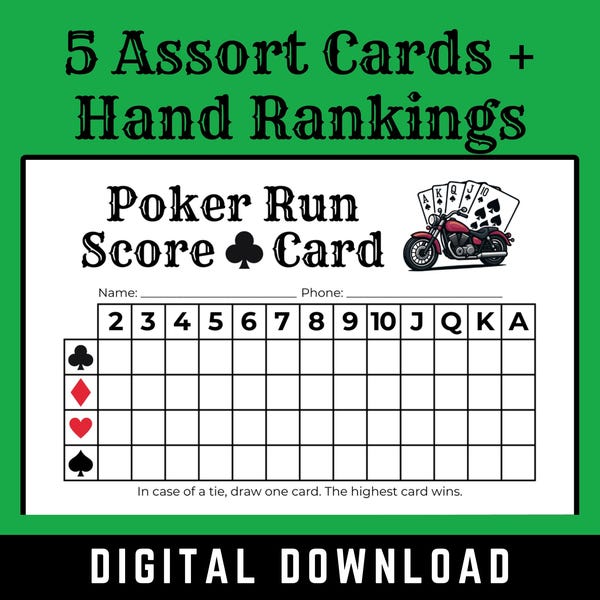 Poker Run Score Template - Etsy