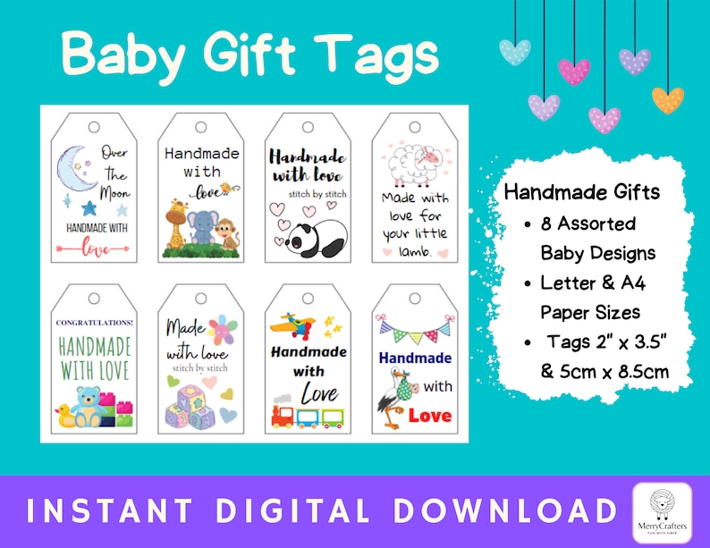 PRINTABLE Baby Gift Tags Perfect for Handmade Items, Handmade Care ...