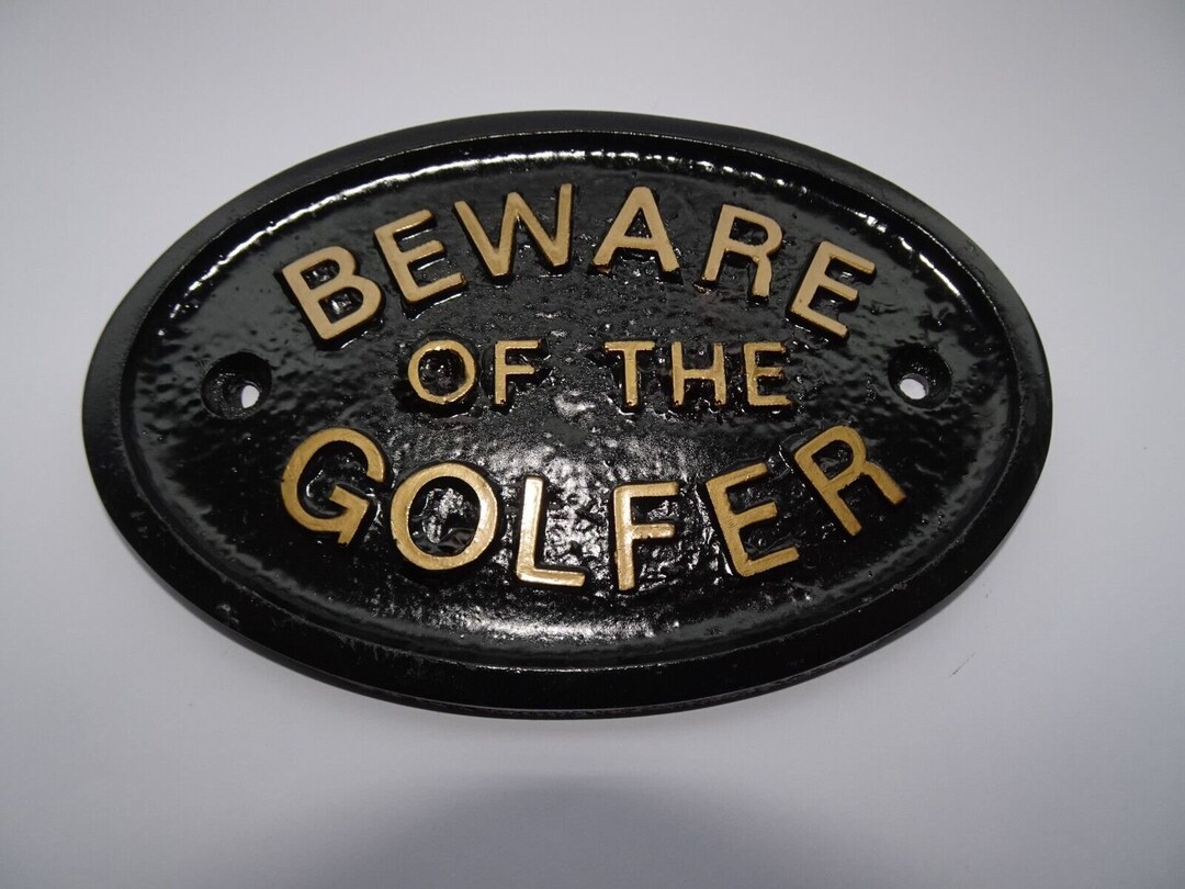 Beware of the Golfer Wall Plaque Sign Door Sign or Garden Black With ...
