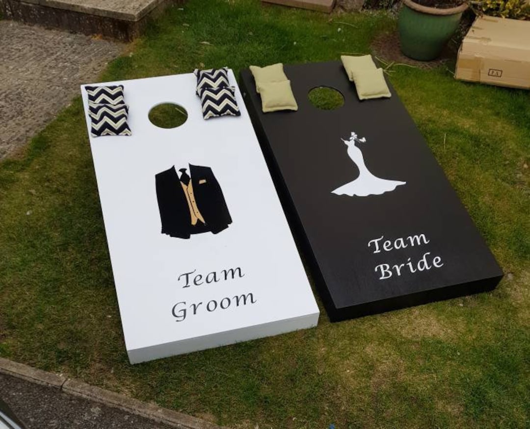 Cornhole Set Black and White Wedding – Handmade Lawn Toss Game for ...