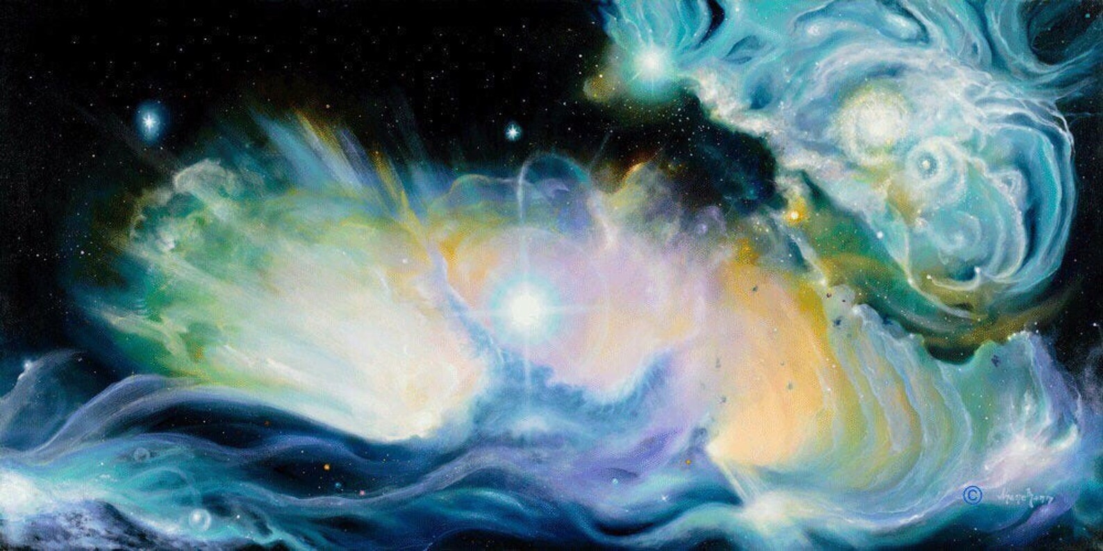 Abstract Space Oil Painting Original Large Canvas 'in the Beginning ...