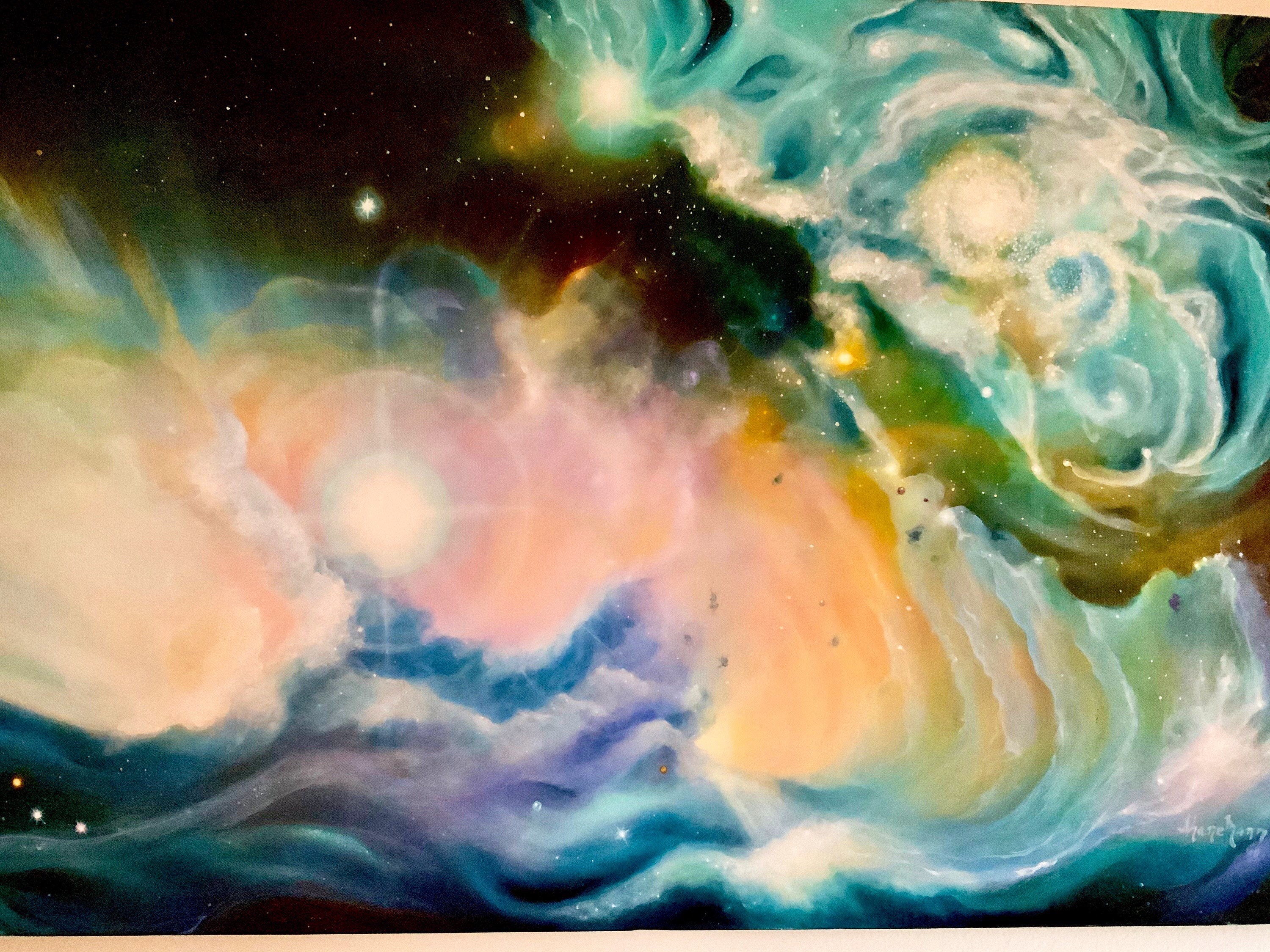 Abstract Space Oil Painting Original Large Canvas 'in the Beginning ...
