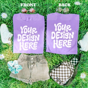 Kids Comfort Colors C9018 Front & Back Violet Folded Flatlay T-shirt ...