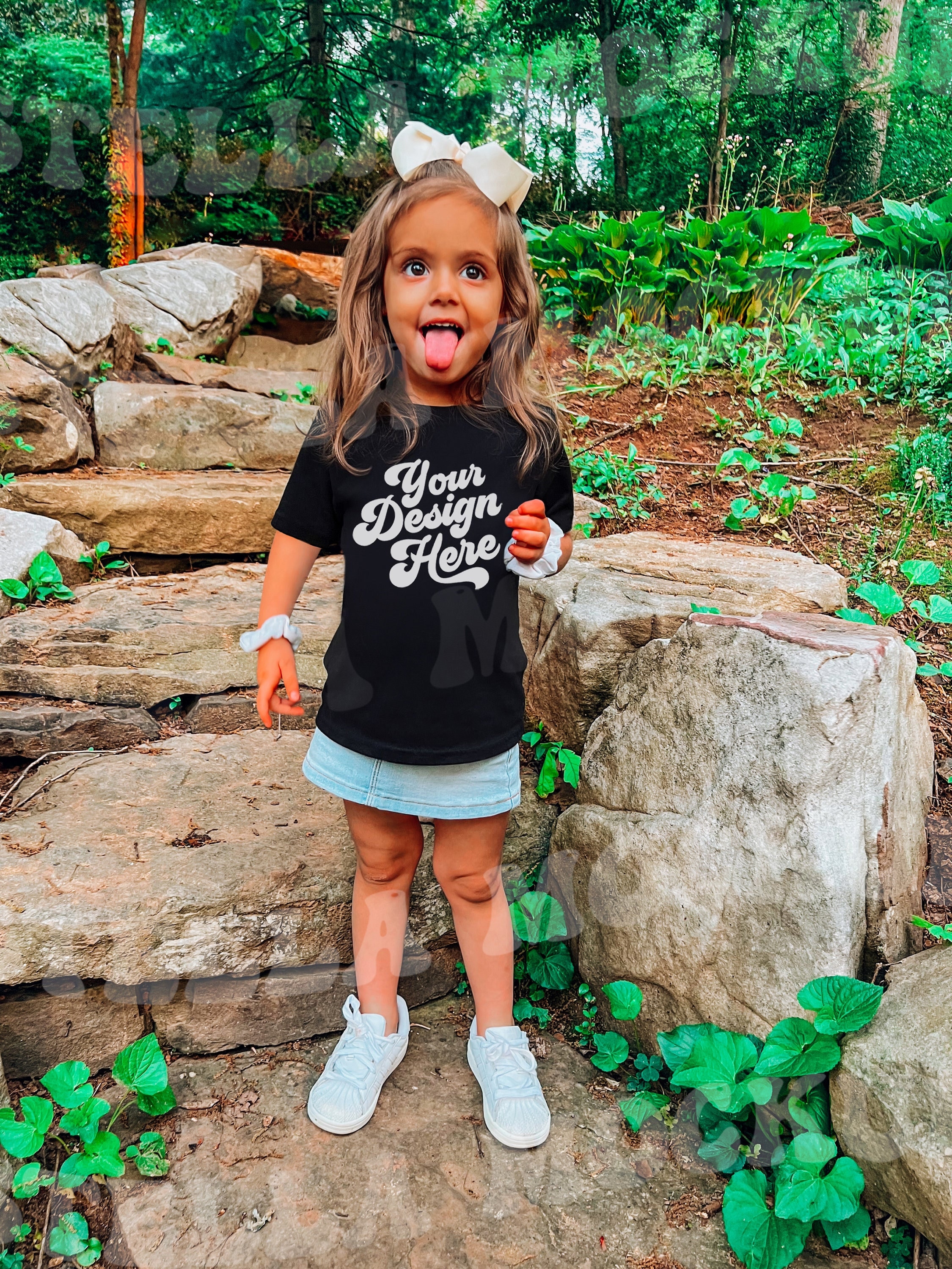 Kids Black Gildan T-shirt Mockup Model | Boho Toddler Shirt Mock up ...