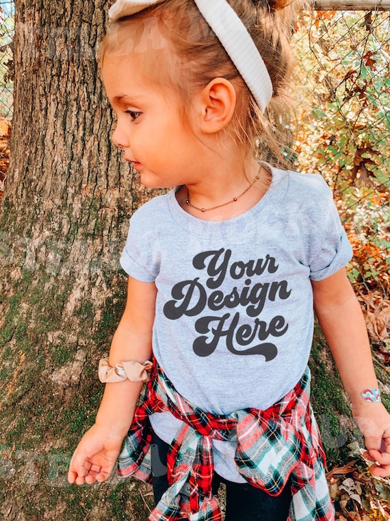 Kids Gray T-shirt Mockup Boho Toddler Model Childs Shirt | Etsy