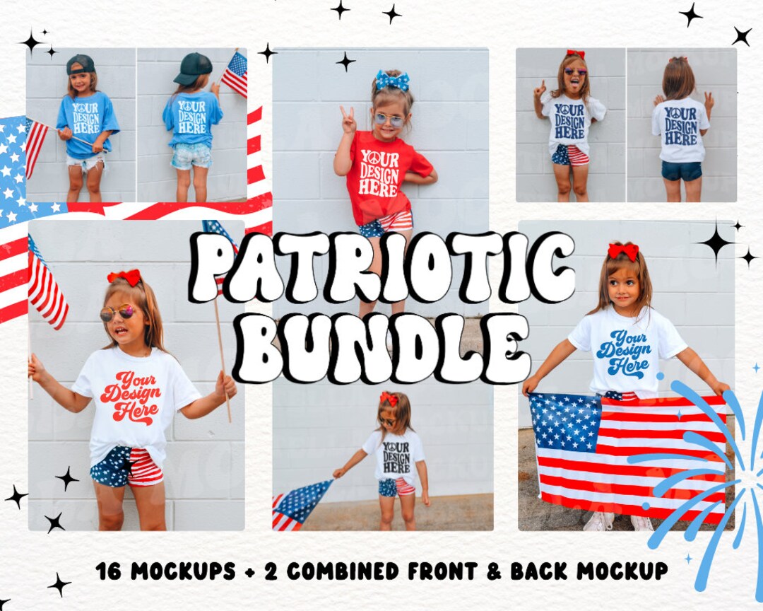 Kids 4th of July Patriotic T-shirt Model 18 Mockups Bundle | Comfort ...
