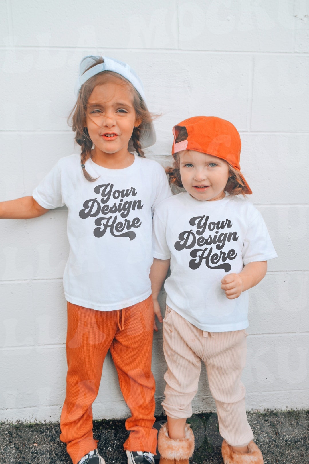 Sibling White T-shirt Mockup Models | Toddler Girl Sister Tshirt Mock ...