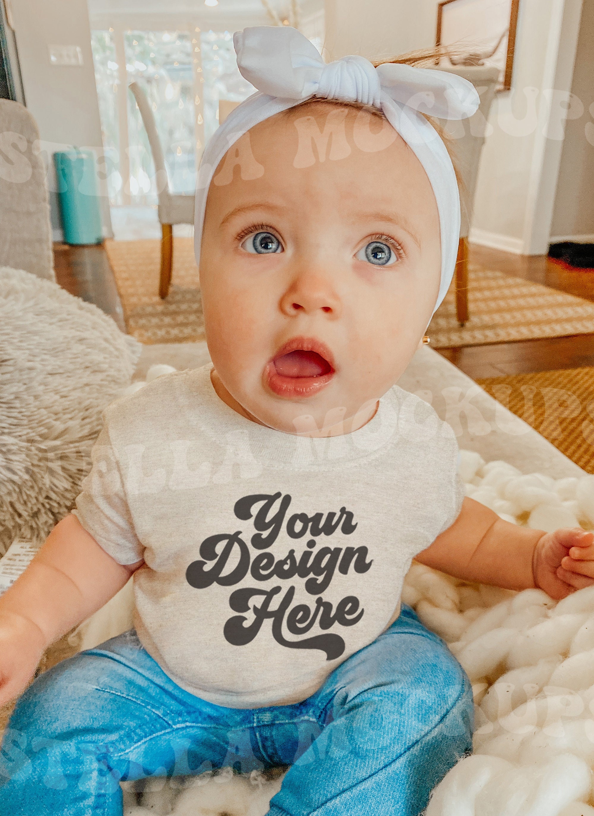 Baby T-shirt Mockup Model Natural Heather Childs Heather | Etsy