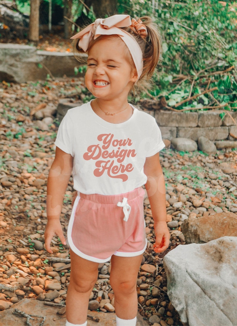 Kids T-shirt Mockup Boho Model Childs White Shirt Mock up - Etsy