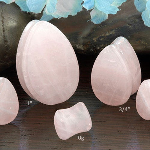 Rose Quartz Teardrop Plugs 0g 00g 7/16 12mm - Etsy