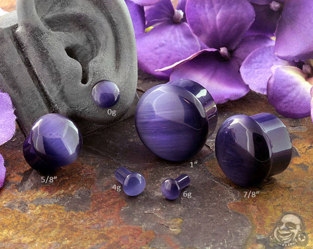 SF Purple Cat Eye Plugs 6g, 4g, 2g (6mm), 0g, 00g (10mm), 7/16" (11mm ...