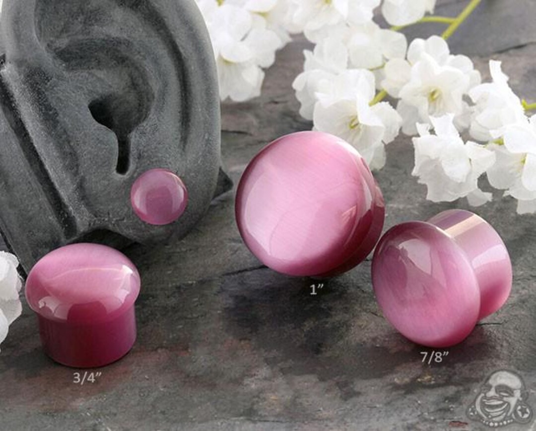 SF Fuchsia Cat Eye Plugs 1/2", 9/16" , 5/8, 3/4", 7/8", 1" (sold as ...