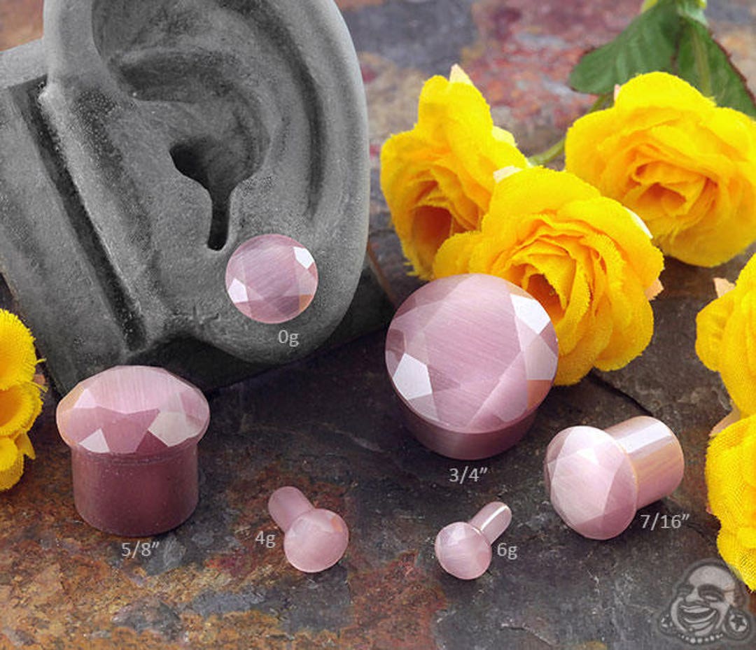 SF Faceted Millennial Mauve Cats Eye Plugs 6g, 4g, 2g (6mm), 0g, 00g ...