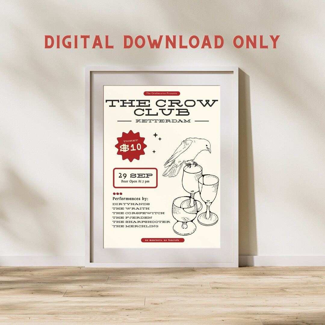 The Crow Club // Six of Crows (digital Poster) - Etsy