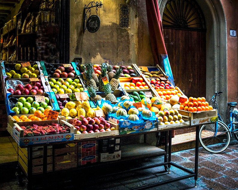 Fruit Market, Bologna Italy, Fruit Stand Photo, Outdoor Display ...