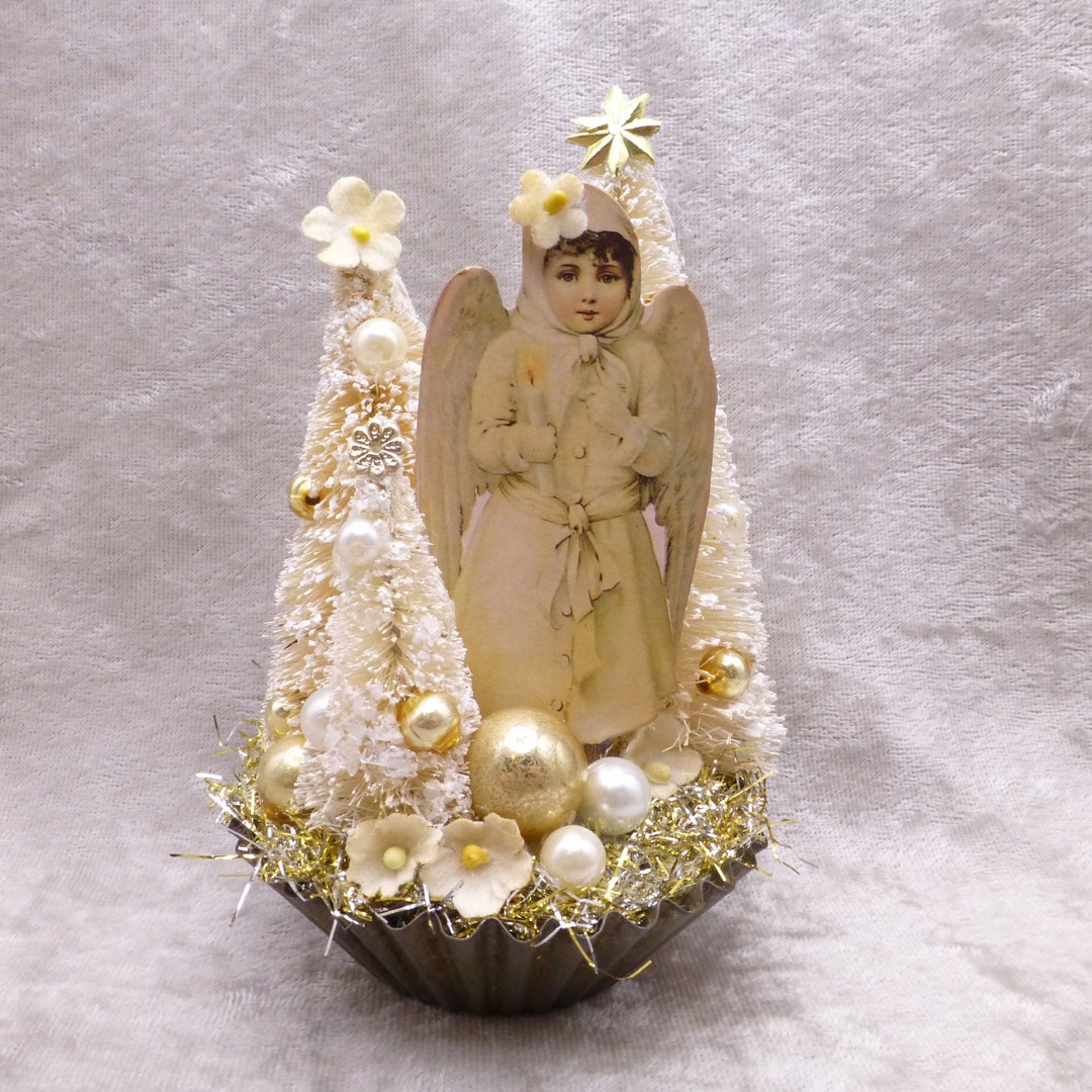 Victorian Snow Angel Bottle Brush Tree Christmas Decoration - Etsy UK