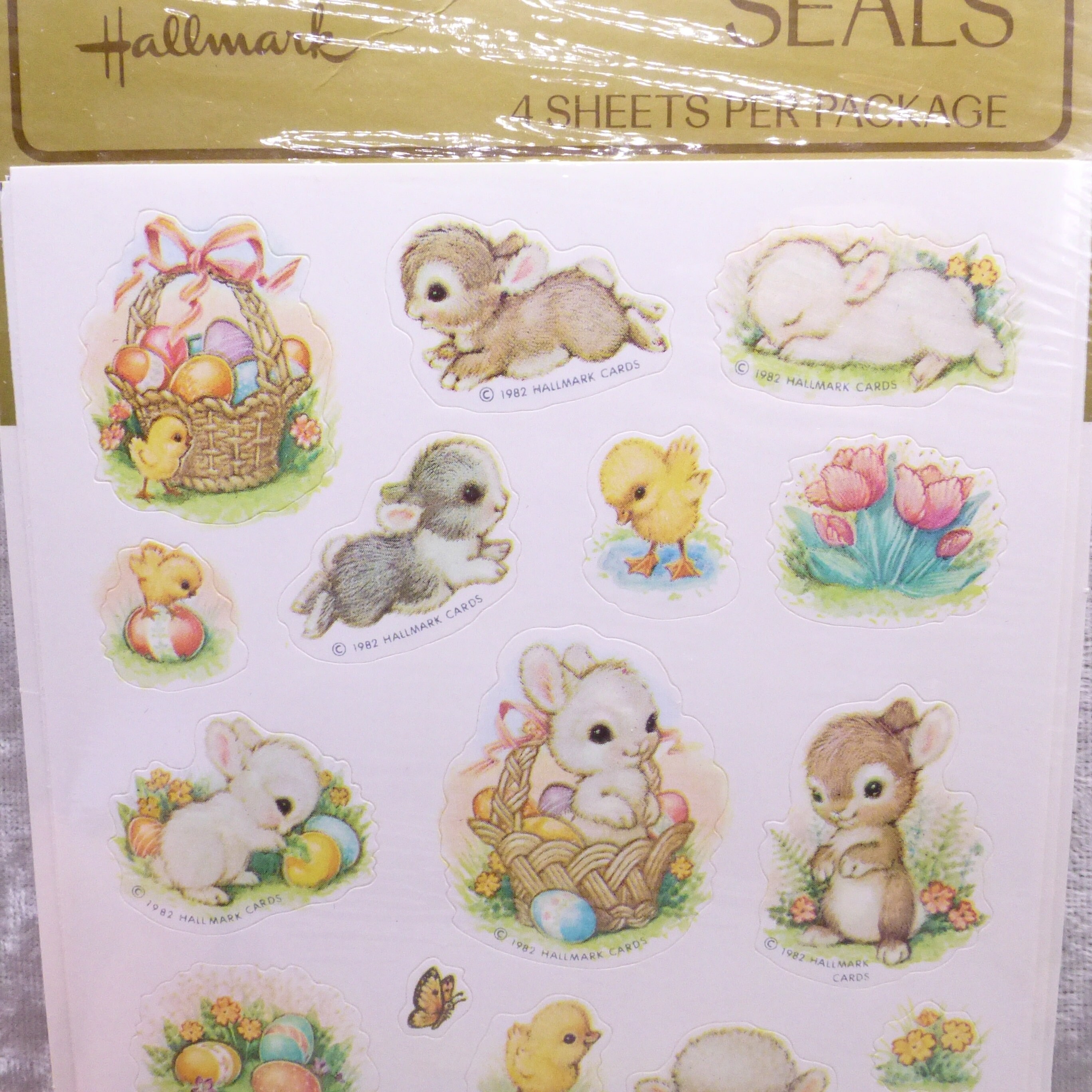 Vintage Hallmark Sticker Sheets Easter Bunny Rabbits Chicks Baby ...