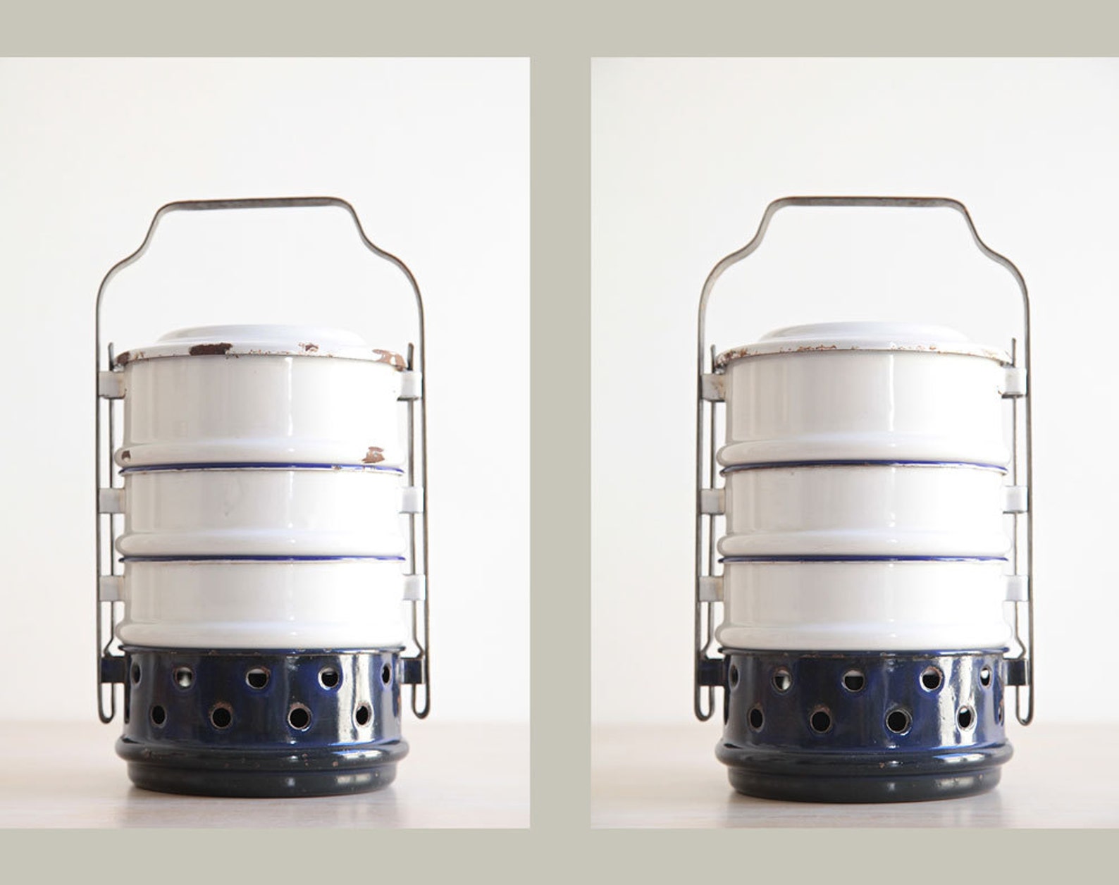 Enamel Food Containers and Warmer Enamelware Tiffin Food - Etsy