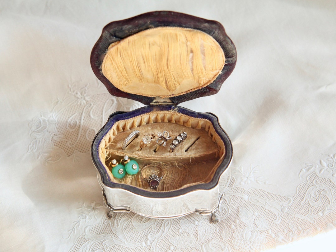 Sterling Silver Trinket Jewelry Box, English Solid Sterling Silver ...