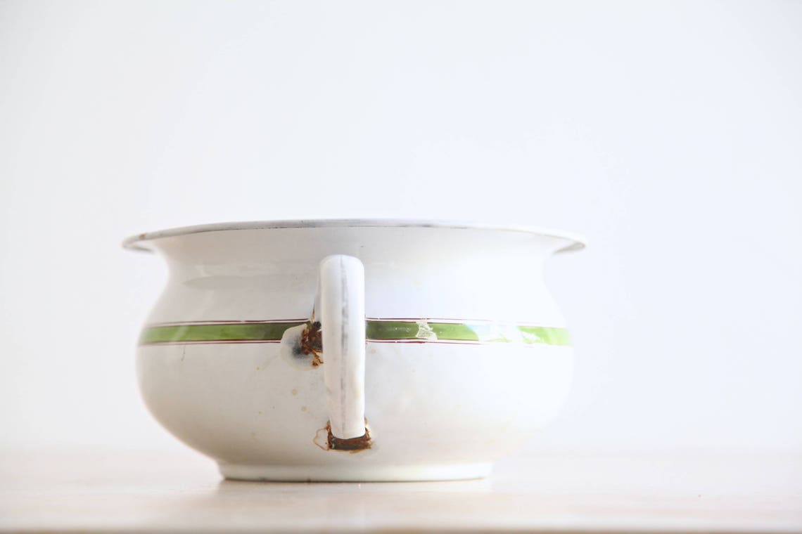French Enamel Chamber Pot Vintage Enamel Plant Pot Hand - Etsy