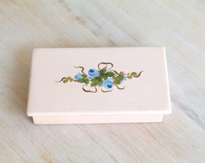 Vintage Pink Wood Box With Roses, Italian Tole Painted Box, Vintage ...
