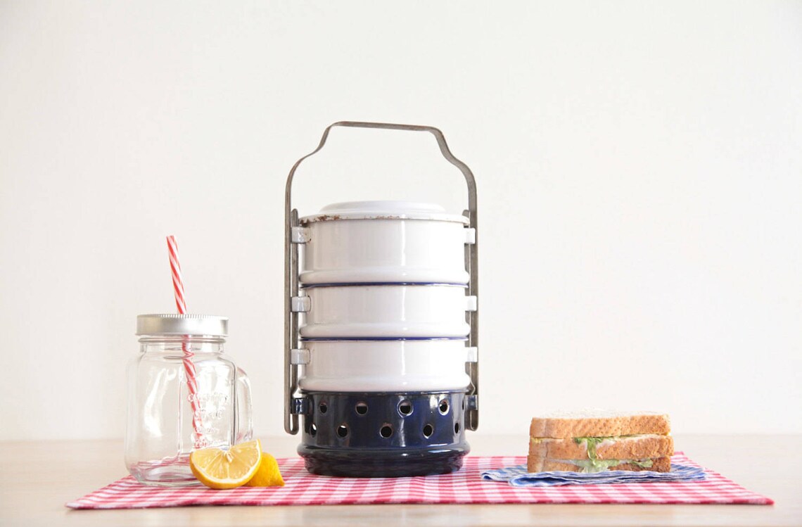 Enamel Food Containers and Warmer Enamelware Tiffin Food - Etsy