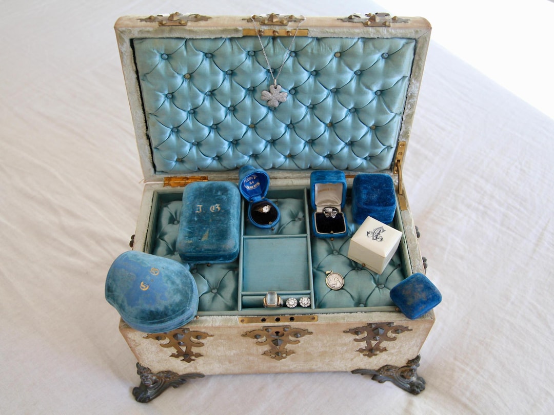 Antique X Large French Jewellery Trunk With Tufted Interior, French ...