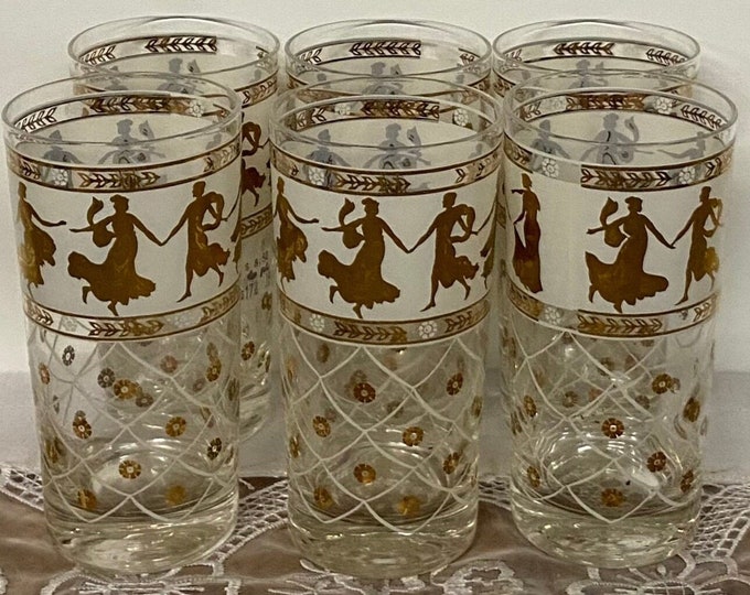 Clear/gold/white Greek Goddess Glasses Set of 6 - Etsy