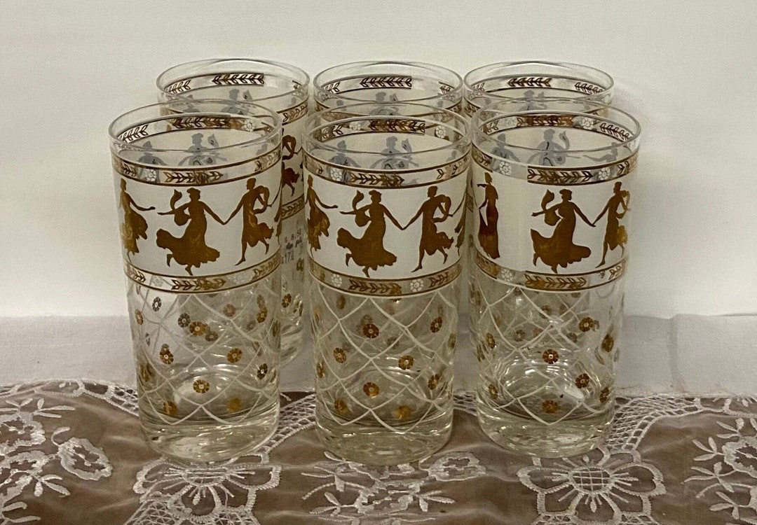 Clear/gold/white Greek Goddess Glasses Set of 6 - Etsy