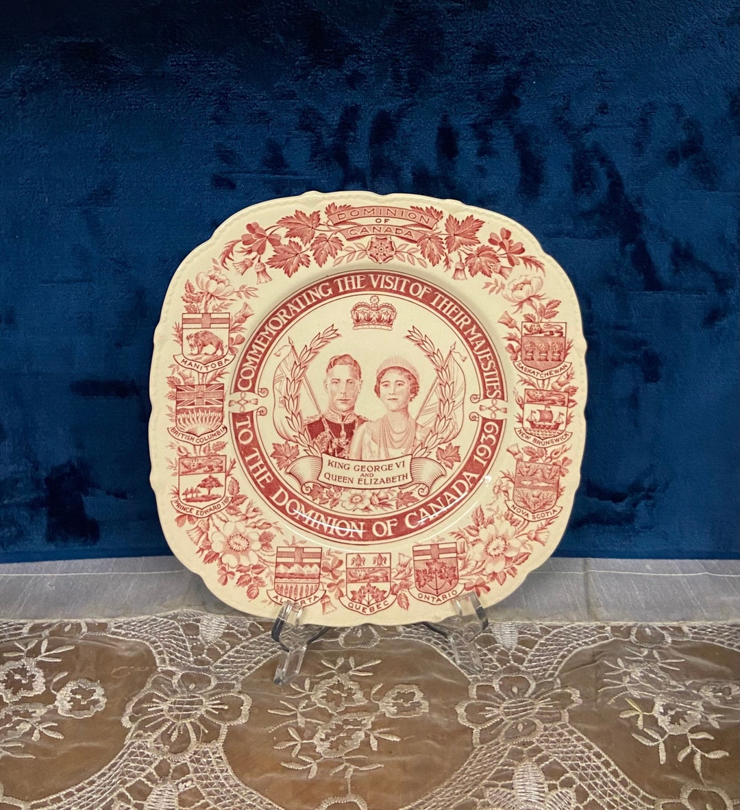 John Maddock & Son's Royal Ivory 1939 Plate Commemorating the Visit of ...