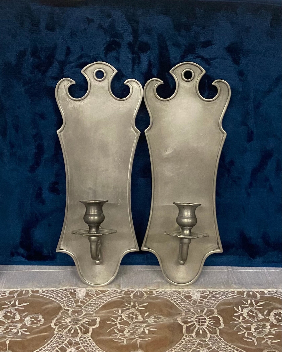 Antique American Country Pewter Pediment Top Wall Sconces Pair of 2 - Etsy