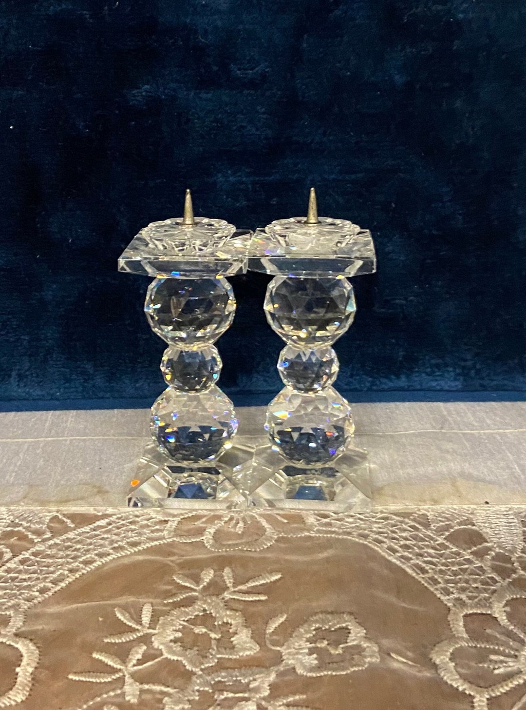 Swarovski Crystal Candlestick Holders Set of 2 - Etsy