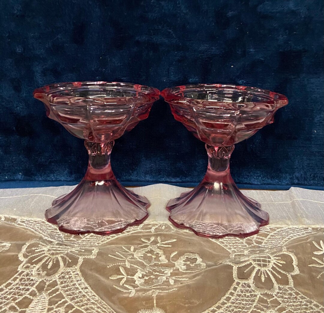 Fenton Dark Pink Valencia Candle Holders Pair of 2 - Etsy