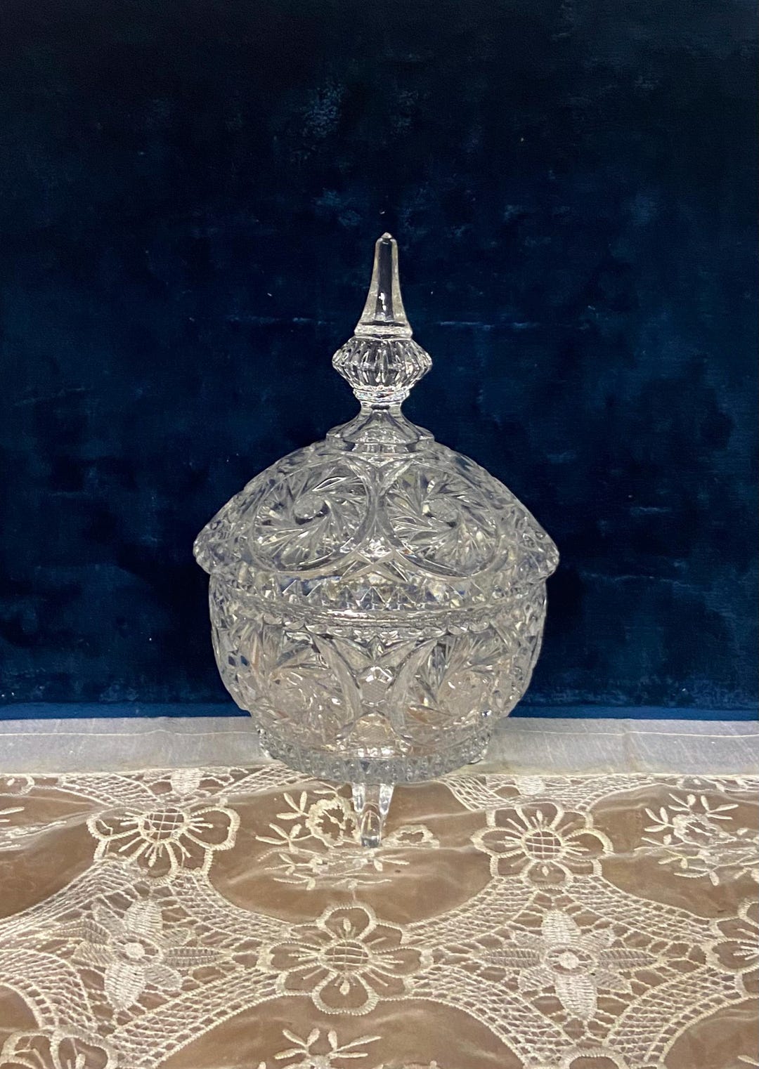 Imperlux Lidded Crystal Footed Pinwheels Candy Dish - Etsy