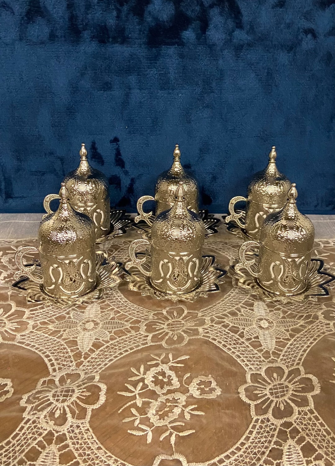 Busem Hediyelik Ahsen 6 Person Silver Color Turkish Coffee Cups ...