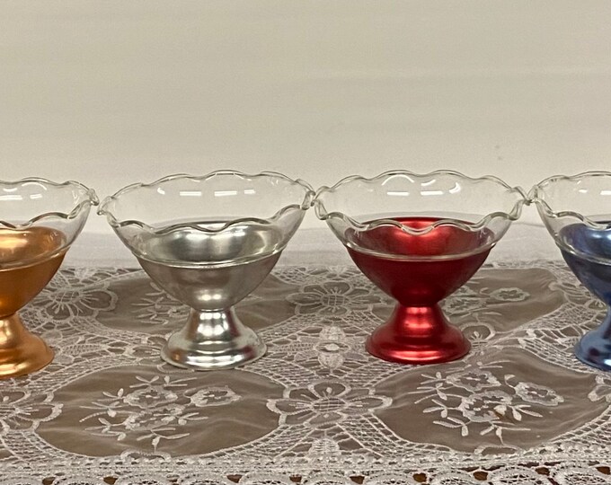 MCM Anodized and Ruffled Heller Hostess Ware Colorama Glass Dessert ...