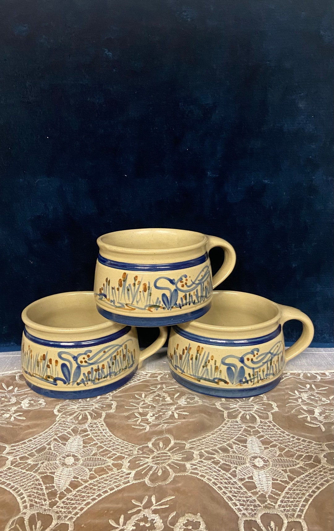 Cedar Swamp Stoneware Pottery Soup Crock Bowls Handle Made in Cape Cod ...