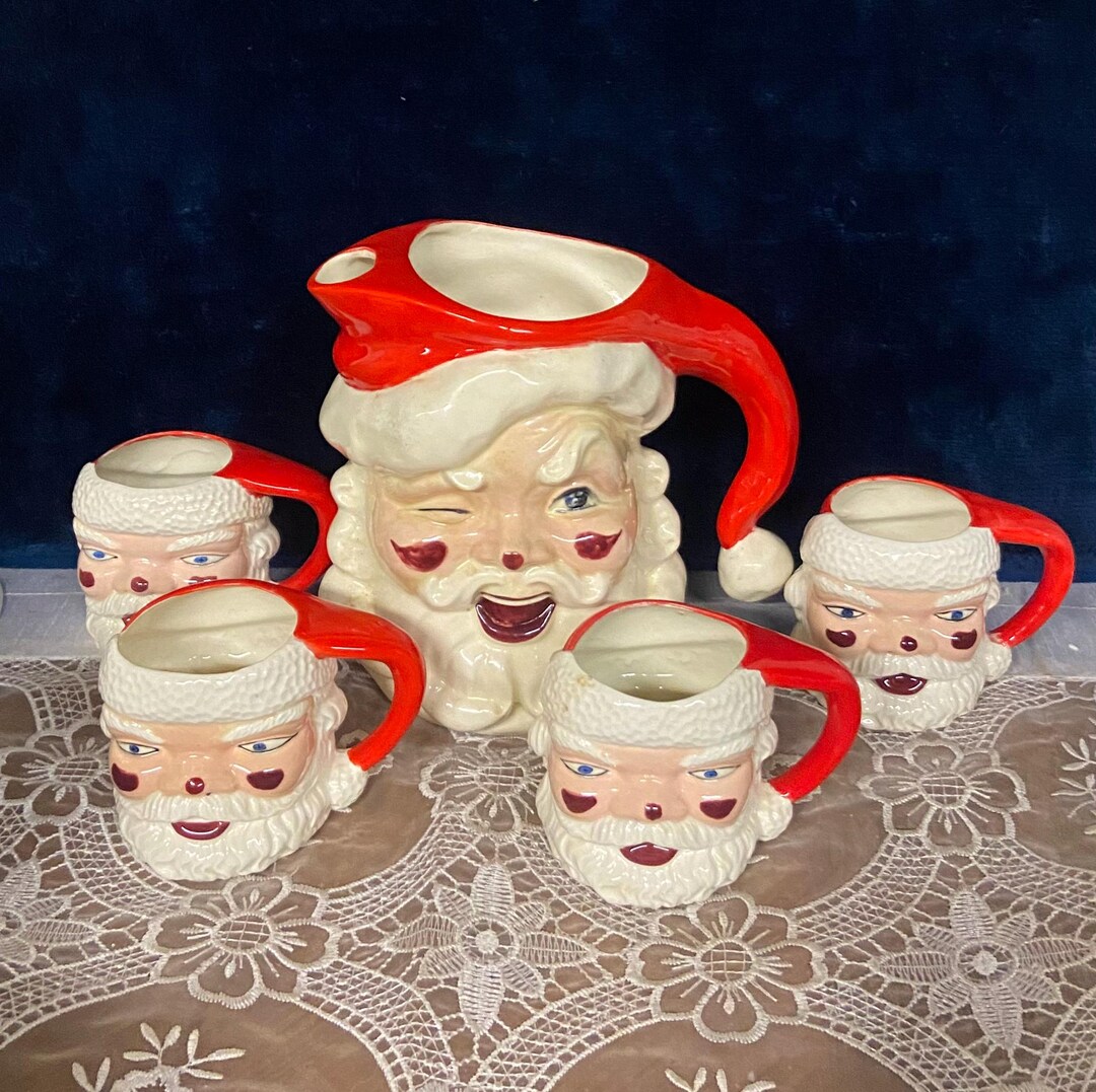 JAMAR MALLORY MOLDS Santa Claus Pitcher & 4 Mugs Set - Etsy