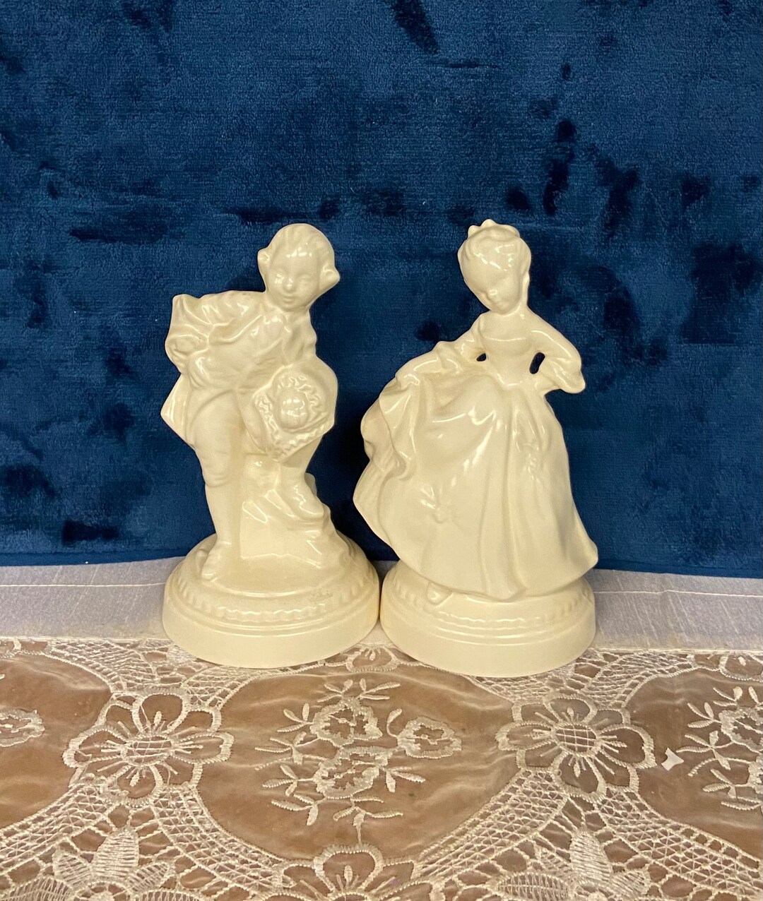 Glossy White Colonial Man & Woman Figurines Pair of 2 - Etsy