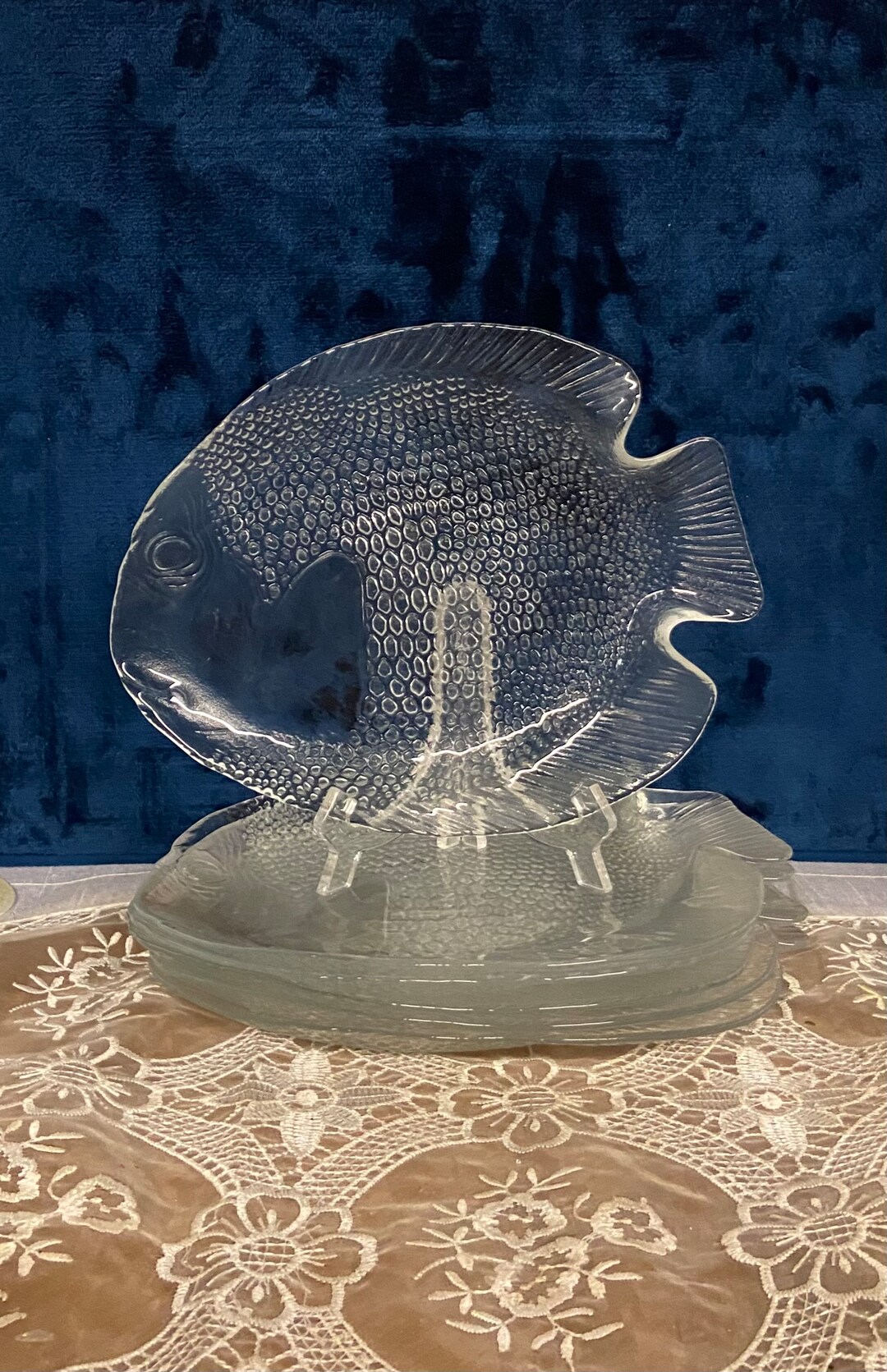 Arcoroc Clear Glass Poisson fish Shaped Dinner Plates Set of 6 - Etsy