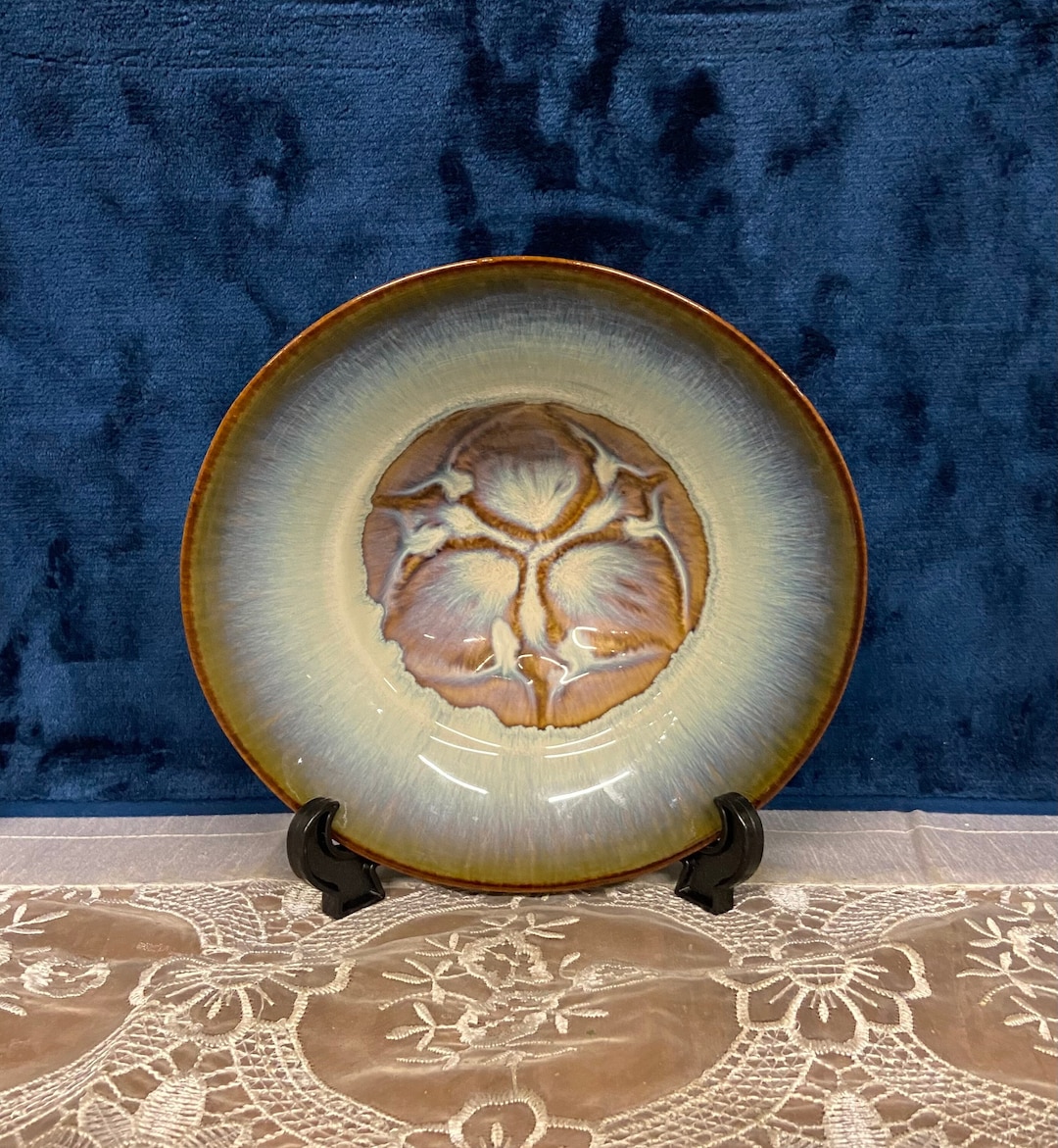 BILL CAMPBELL Studio ART Pottery Drip Glaze Crystalline Floral Pattern ...
