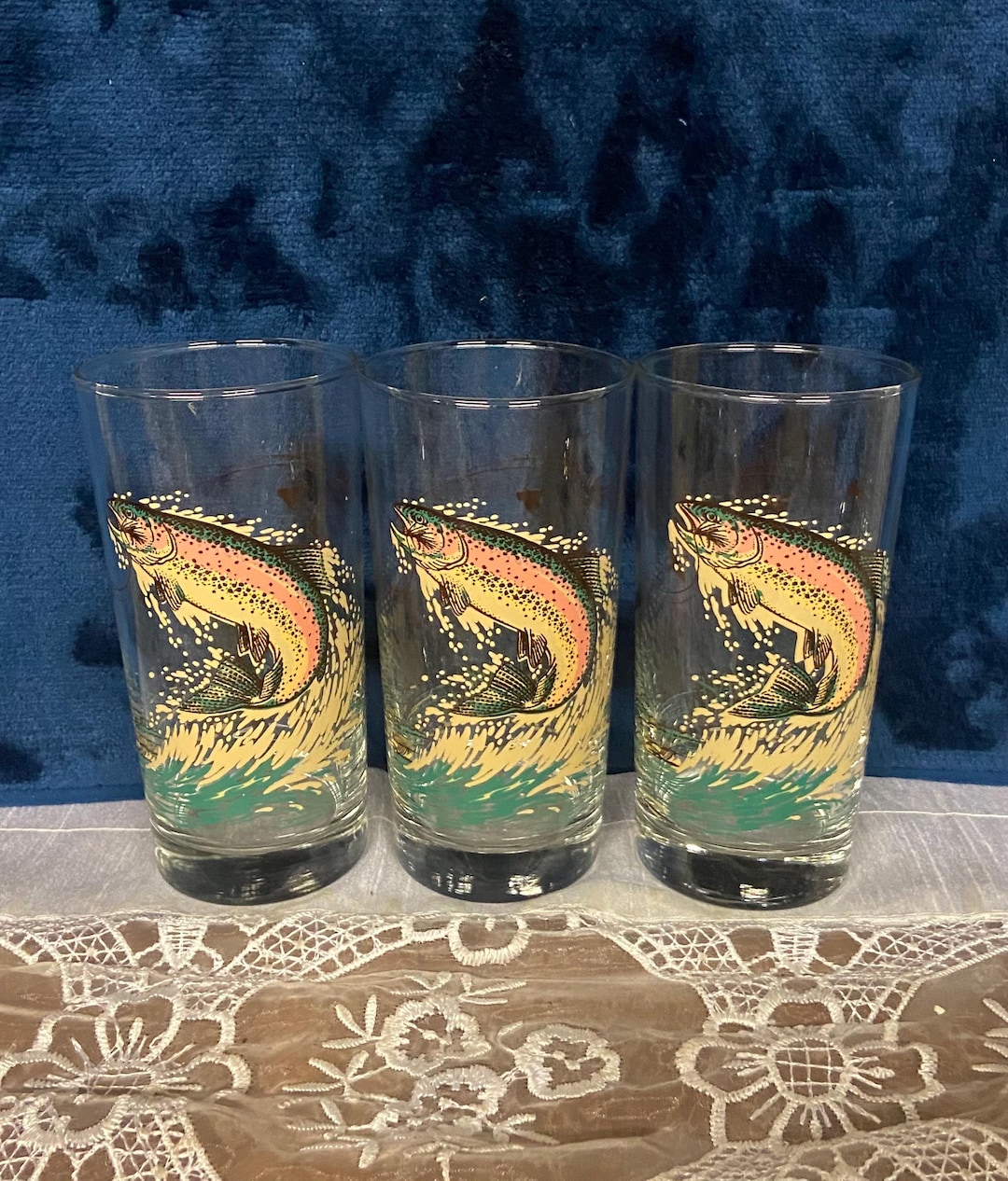 Libbey Glass Outdoor Sportsman Trout Fishing Glasses Set of 3 - Etsy