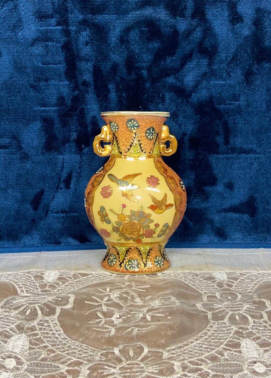Satsuma Style Handled Vase With Birds and Flowers Made in China - Etsy